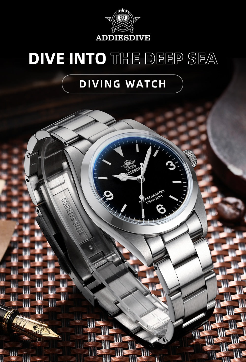 Addiesdive 36mm Quartz Domed Crystal Explore Watch AD2023 - Watchdives ...